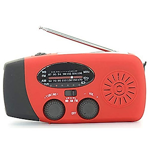 【Aivica-088】 NOAA Weather Radio Emergency Radio Solar, Hand Crank, Micro USB Charge AM/FM/NOAA Radio 3 LED Flashlight 2000mAh Smart Phone Charger Power Bank(Red)（red）