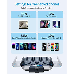 ANPULES Wireless Car Charger Mount for Google Pixel Fold, Dual Coil 15W Fast Charging Auto Clamping Car Charger for Pixel 8/ 8Pro, Dashboard Windshield Car Phone Holder for Google Pixel 7/7 Pro/6