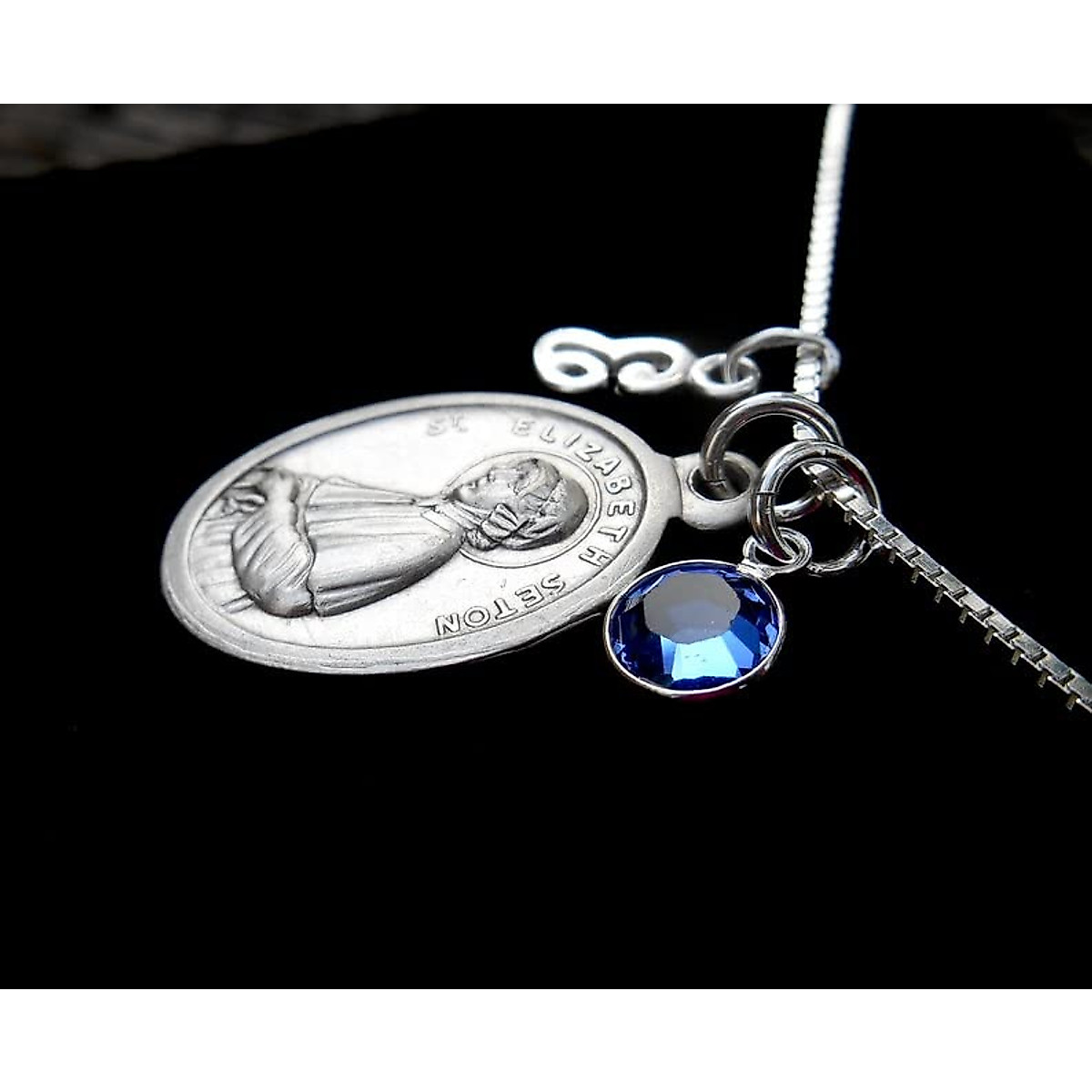 SAINT ELIZABETH ANN Seton Necklace - Personalized Initial, Birthstone, Patron of Teachers, Confirmation, Mother Seton, Gift for Catholic School Teacher