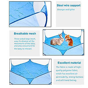 Small Animal Cage Tent Breathable & Transparent Pet Playpen Pop Open Outdoor/Indoor Exercise Fence, Portable Yard Fence for Guinea Pig, Rabbits, Hamster, Chinchillas and Hedgehogs
