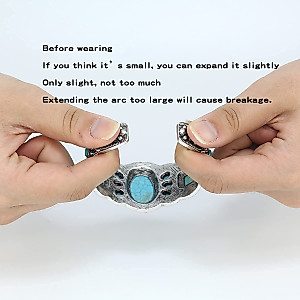 jianxi Women's Antique Rgentium Plated Base Heart Compressed Turquoise Bracelet Cuff Bangle Fashion Jewelry (1323-A)