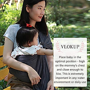 Vlokup Baby Water Ring Sling Carrier | Lightweight Breathable Mesh Baby Wrap for Infant, Newborn, Kids and Toddlers | Perfect for Summer, Swimming, Pool, Beach | Great for Dad Too Grey