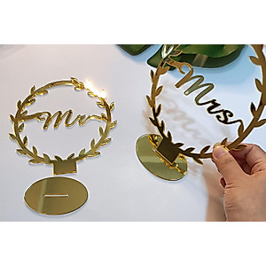 Gold Mirror MR and MRS Wedding Deco,Gold Standing Mr & Mrs Sign Rustic Mr and Mrs Sign for Sweetheart Table Decor