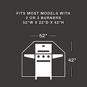 True Guard 100538850 Water Stain/UV Patio Furniture, 600D Rip-Stop Heavy Duty Waterproof Grill, Fade Resistant Outdoor BBQ Cover, 52", Brown