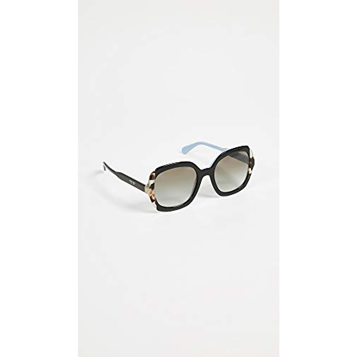 Prada Heritage PR 16US KHR0A7 Black Azure Spotted Brown Plastic Square Sunglasses Grey Gradient Lens