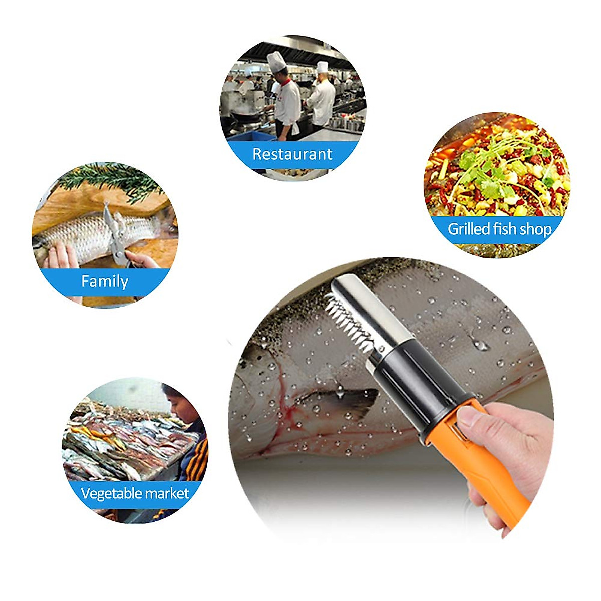 Electric Fish Scaler,Viiwuu Portable Automatic Powerful Cordless Fish Scaler Scale Scraper Remover Cleaner Skinner Kit Build in 12V Rechargeable Battery Electric Fish Scaler Remover