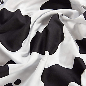 BEDSUM 2 Pieces Microfiber Queen Duvet Cover Set, Ultra Soft Milk Cow Printed Comforter Cover Set with Zipper Closure and Corner Ties, Black and White