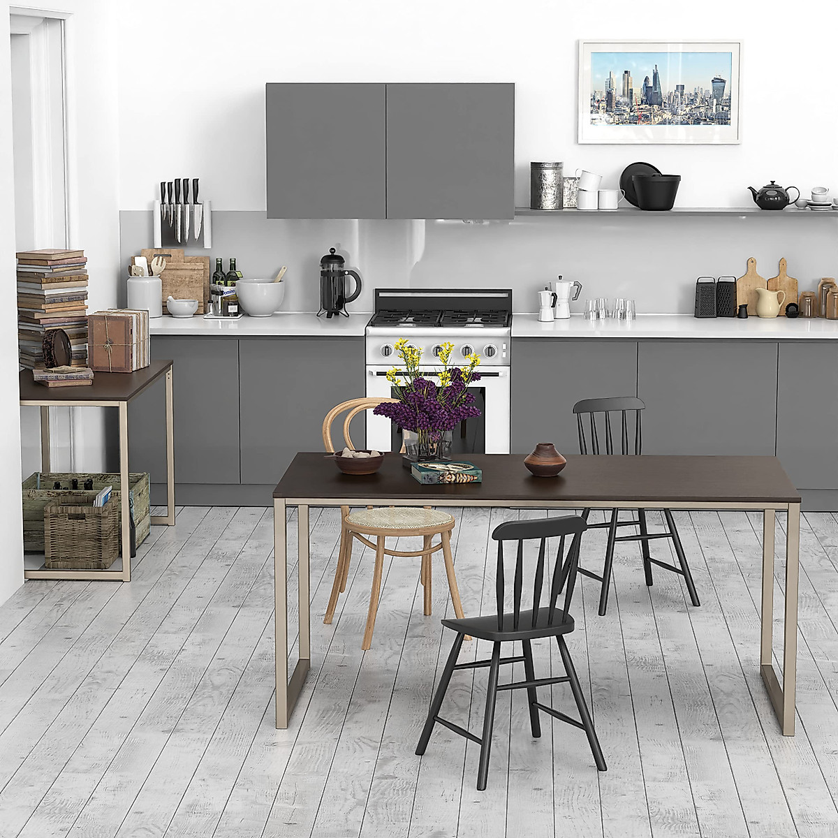 SHW Home Office 55-Inch Computer Desk, 24" Deep, Espresso