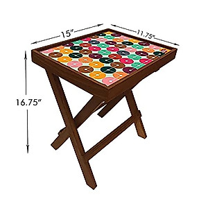 TYAGI-Export 16.75 inches Small Laptop Desk Folding Table No Assembly Sturdy Small Writing Desk Folding Desk for Small Spaces, Teak Wood Desktop and Black Steel Frame
