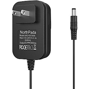 NorthPada Power Supply 5V 3A Cord AC Adapter Charger Compatible with Vintage Portable Suitcase Record Player 5.5 x 2.1mm
