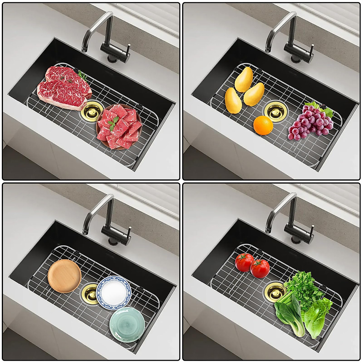 Sink Bottom Grid 24-1/8" x 12-5/8", Centered Drain with Corner Radius 1-1/2", Sink Protector