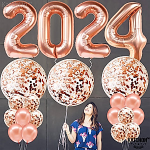KatchOn, 2024 Gold Balloons Set - Huge 40 Inch, Pack of 25 | 2024 Balloons Graduation, Graduation Decorations Class of 2024 | Rose Gold Class of 2024 Balloons, Rose Gold Graduation Decorations 2024