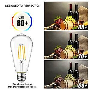 LVWIT ST21 LED Filament Bulb 7W Dimmable 3000K Soft White Vintage Edison Light Bulb E26 Medium Base (6-Pack)