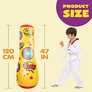 Inflatable Bopper, 47 Inches Kids Punching Bag with Bounce-Back Action, Inflatable Punching Bag for Kids Presents, Inflatable Toys for Kids
