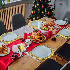 yeestone Gold Paper Doilies 12 Inch, 50 Pack Disposable Charger Plates, Round Paper Placemats, Foil Paper Doilies Bulk for Party Table Decor