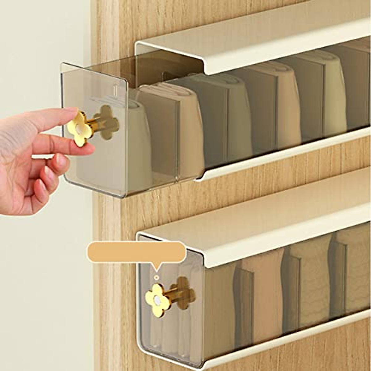 Underwear storage box, household wardrobe wall hanging non-perforated compartment storage, socks finishing transparent storage box wall mounted underwear storage box, for wardrobes and bathrooms