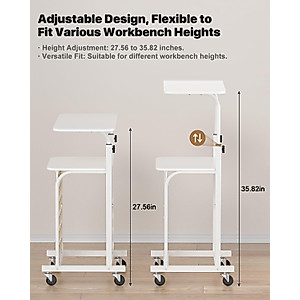 Zefinot Rolling Craft Cart with Vinyl Roll Holder and Adjustable Table Height, Craft Organizers and Storage Table Compatible with Cricut Machine for Craft Room