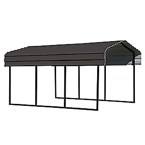 Arrow Sheds Amazon Exclusive 10' x 15' x 7' 29-Gauge Carport with Galvanized Steel Roof Panels and Enclosure Kit, Charcoal