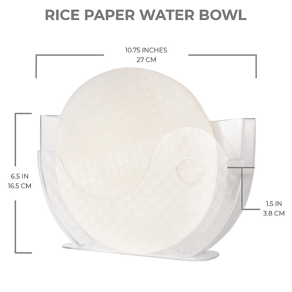 Dkarmin Rice Paper Water Bowl, Spring Roll Water Bowl, Vietnamese Spring Roll Wrapper, Water Bowl for soaking Rice Paper to make Spring Rolls, Banh trang holder