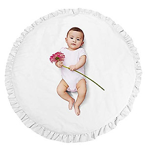 ABREEZE Baby Cotton Play Mat Soft Crawling Mat White Detachable Washable Game Blanket Floor Playmats Kids Infant Child Activity Round Rug Home Room Decor