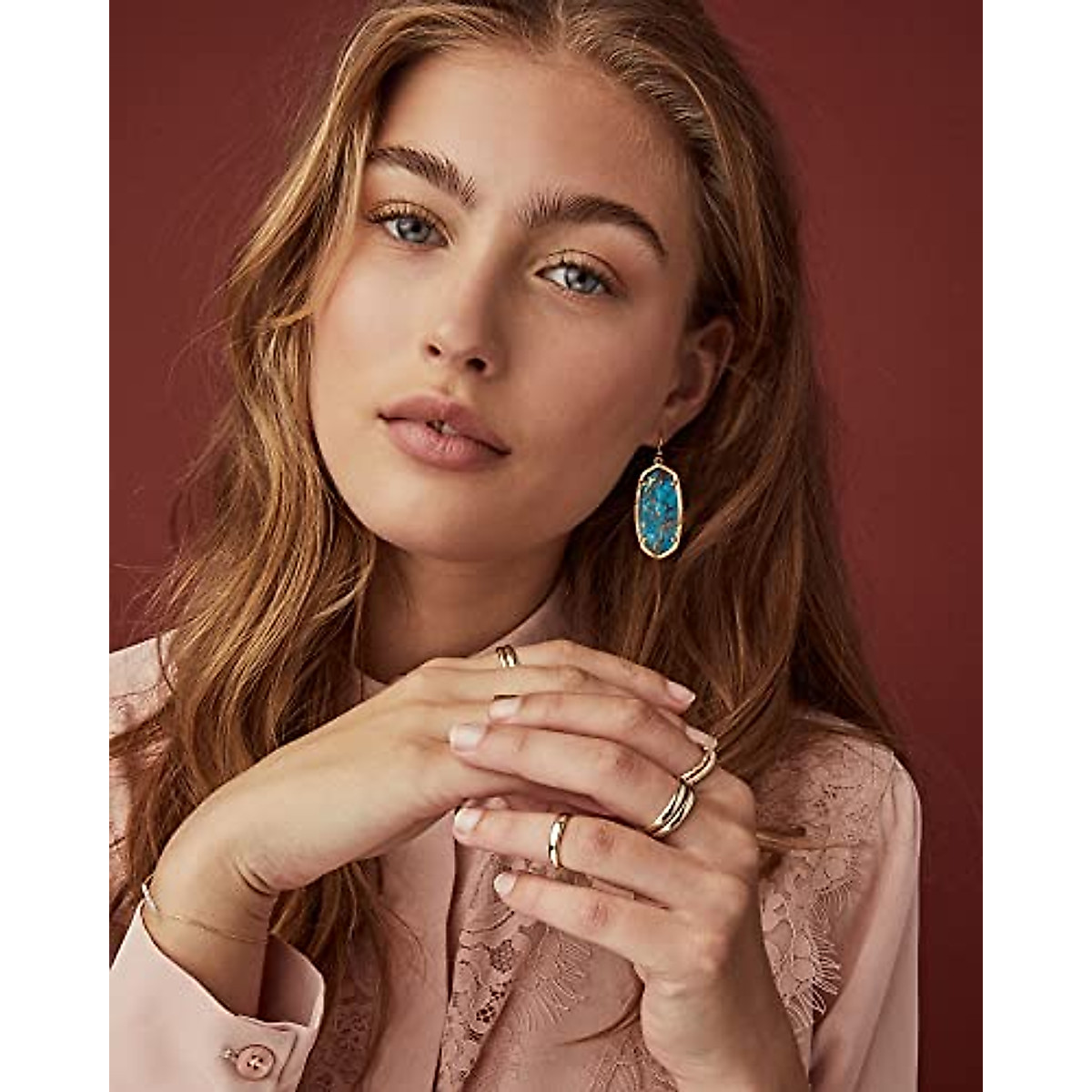 Kendra Scott Elle Drop Earrings for Women, Fashion Jewelry, 14k Gold-Plated, Bronze Veined Turquoise