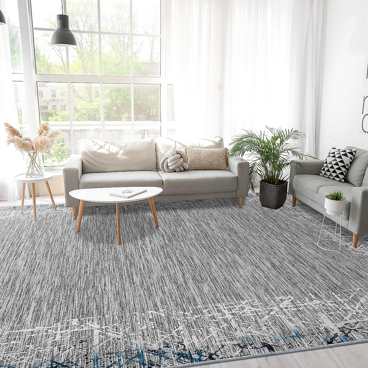 8x10 Area Rugs for Living Room Machine Washable Modern Abstract Printed Rug Soft Non Slip Carpet Stain Resistant Non-Shedding Rugs for Bedroom Dining Room Kitchen Office