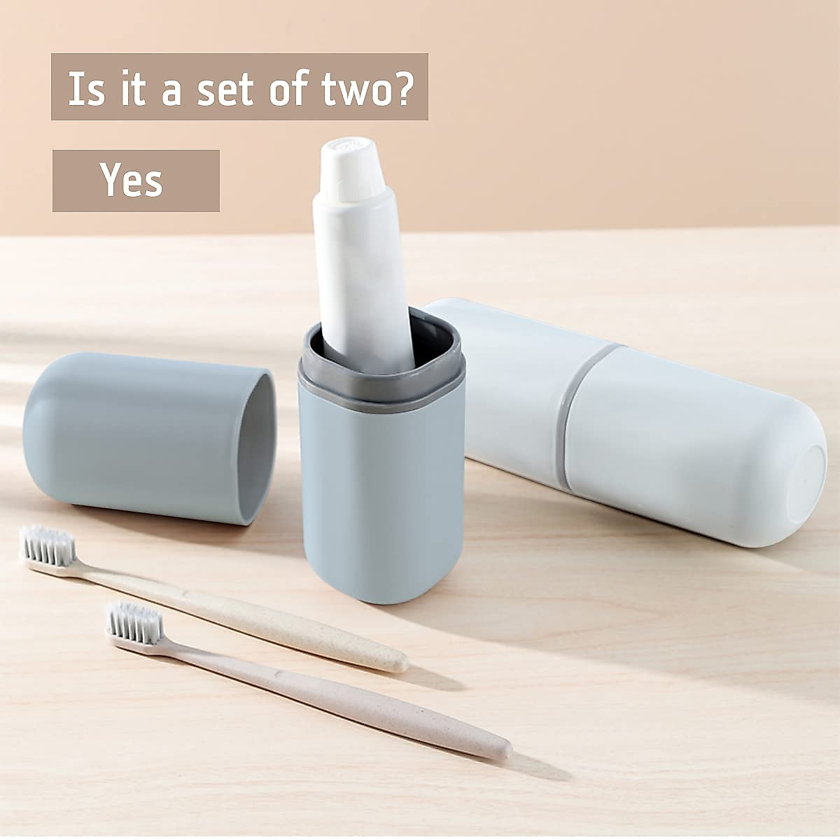 2PCS Travel Toothbrush Cup Case Portable Toothbrush Travel Holder Travel Toothbrush Containers Toothpaste Storage for Travel School Bussiness Trip Bathroom, Blue White