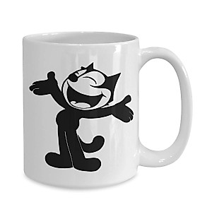 mmandiDESIGNS Vintage Comics Cat Classic Animated Movie TV Star Coffee Mug Funny Railway Cartoon Figure from the Vintage Wall Clock for Mom Dad Grandpa Grandma Valentine Present 15oz Ceramic Cup