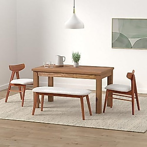 B.R.A.S.I.L.-Möbel TableChamp Dining Table Rio 55.1 x 31.5 Brazil Solid Wood Pine Oiled Farmhouse Living Room Extension Extendable Optional Pinewood