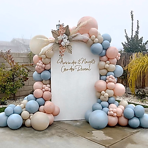 Gender Reveal Balloons Garland Kit, 124pcs Dusty Pink and Dusty Blue Sand White Balloons for Boy or Girl Gender Reveal Baby Shower Party Decoration…