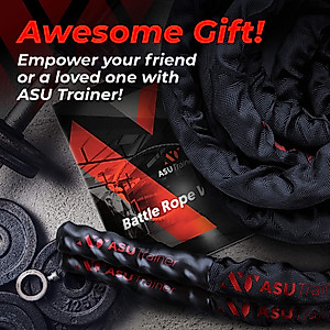 ASU Trainer Poly Dacron Weighted Battle Ropes for Home Gym – Indoor/Outdoor Workout Rope with Sleeve, Heat-Shrink Handles, & Anchor Kit – Exercise Rope for Training/Fitness/Boxing, Army Battle Rope