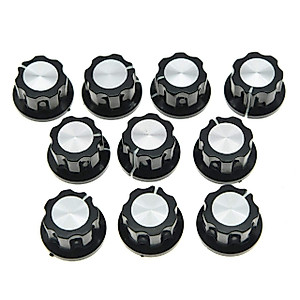 Dopro 10x Guitar Mini Effect Pedal Knobs 6mm Black w/Silver Cap Knob for Boss Pedals
