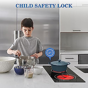 Jessier 12 Inch Electric Cooktop - 2 Burner Countertop & Built-in Electric Stove Top, 120V Plug in Electric Cook Top, Timer, Safety Lock, Over-Temperature Protection, Sensor Touch Control