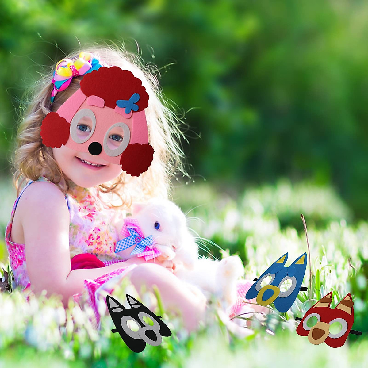 YALARY 21 Packs Puppy Dogs Felt Mask Party Favors for Kids, Blue Puppy Dog Themed Birthday Party Supplies Dress Up Cosplay Birthday Party Masks