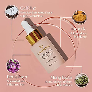 Lanmeri Vegan Hair Growth Serum - Natural Hair Regrowth and Hair Loss Treatments for Women & Men - Scalp Serum for Thinning Hair and Hair Loss - Fuller-looking, Thicker and Healthier Hair in 90 Days, All Hair Types