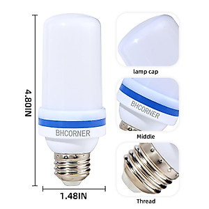 BHCORNER Smaller Size LED Flame Effect Light Bulbs - Halloween Decorations Outdoor Light Bulbs,E26/E27 Base Christmas Flickering Light Bulbs,Halloween Deco Night fire Light Bulb (2 Pack)