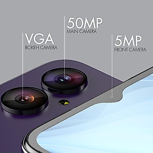 NUU A15 Cell Phone 4GB + 128GB, Unlocked for Mint, Metro, T-Mobile, Qlink and More, Perfect for Teenagers, Dual SIM 4G, Octa-Core Helio G36 2.2GHz 6.5" HD+, Android 13, Purple, US Warranty