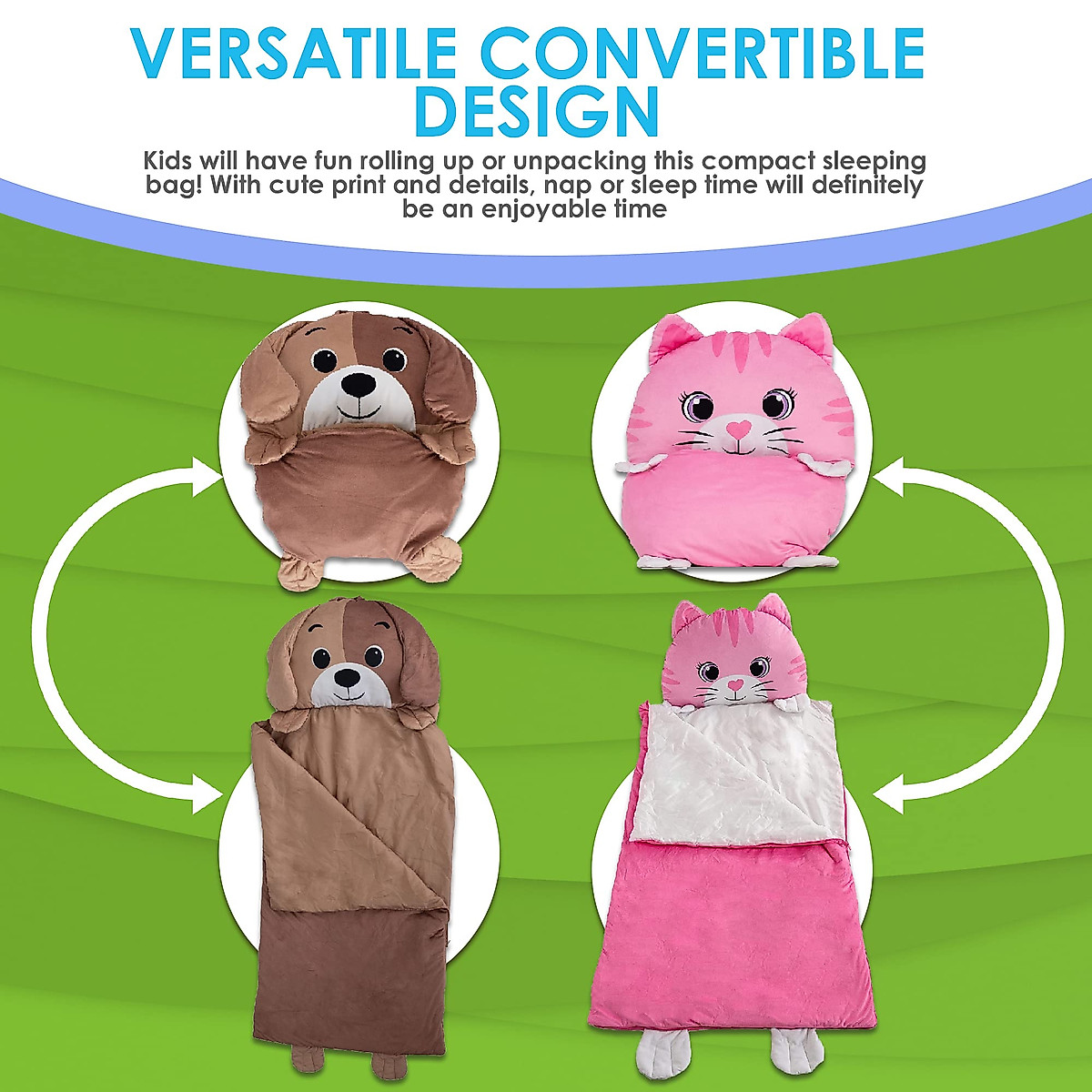 Girl's Nap Buddies Deer Preschool Nap Mat, Toddler Sleeping Bag with Pillow for Daycare, Ages 3+