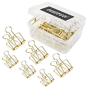 20 Pieces Gold Wire Binder Clips Assorted Sizes Stainless Steel Hollow Binder Clips Clamps for Paperwork, Sewing, Crafts, Kids, Teacher, Office School Supplies, Food Packages (10 Medium & 10 Small)