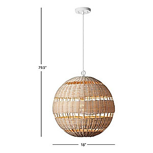 Globe Electric 61015 1-Light Pendant, Natural Woven Twine, Designer White Cloth Cord, Bulb Included