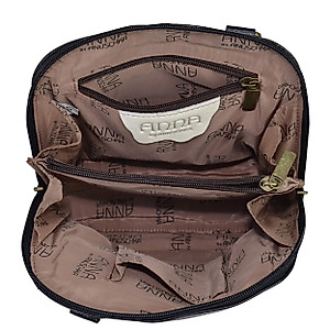 Anna by Anuschka Women's Leather Small Zip-Around Handbag, Multi Compartment Organizer, Butterfly Black