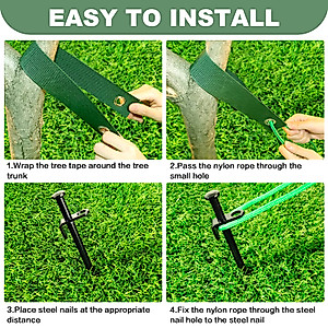 Guyuewey Heavy Duty Tree Stake Kits, Tree Stakes for Young Trees Straightening, Garden Tree Supports for Leaning Tree Outdoor, 3Pcs Tree Straps, 3Pcs Metal Stakes, 3Pcs Rope for Anchoring (1)