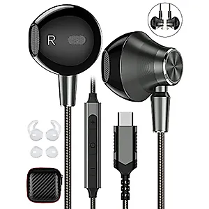APETOO USB C Headphones for Samsung S22 S21, Type C Earphones HiFi Stereo USB C Wired Earbuds with Mic Magnetic in-Ear Headset for Galaxy S22+ S21 Ultra S20 FE Note 20,Pixel 6 5 4 3 XL