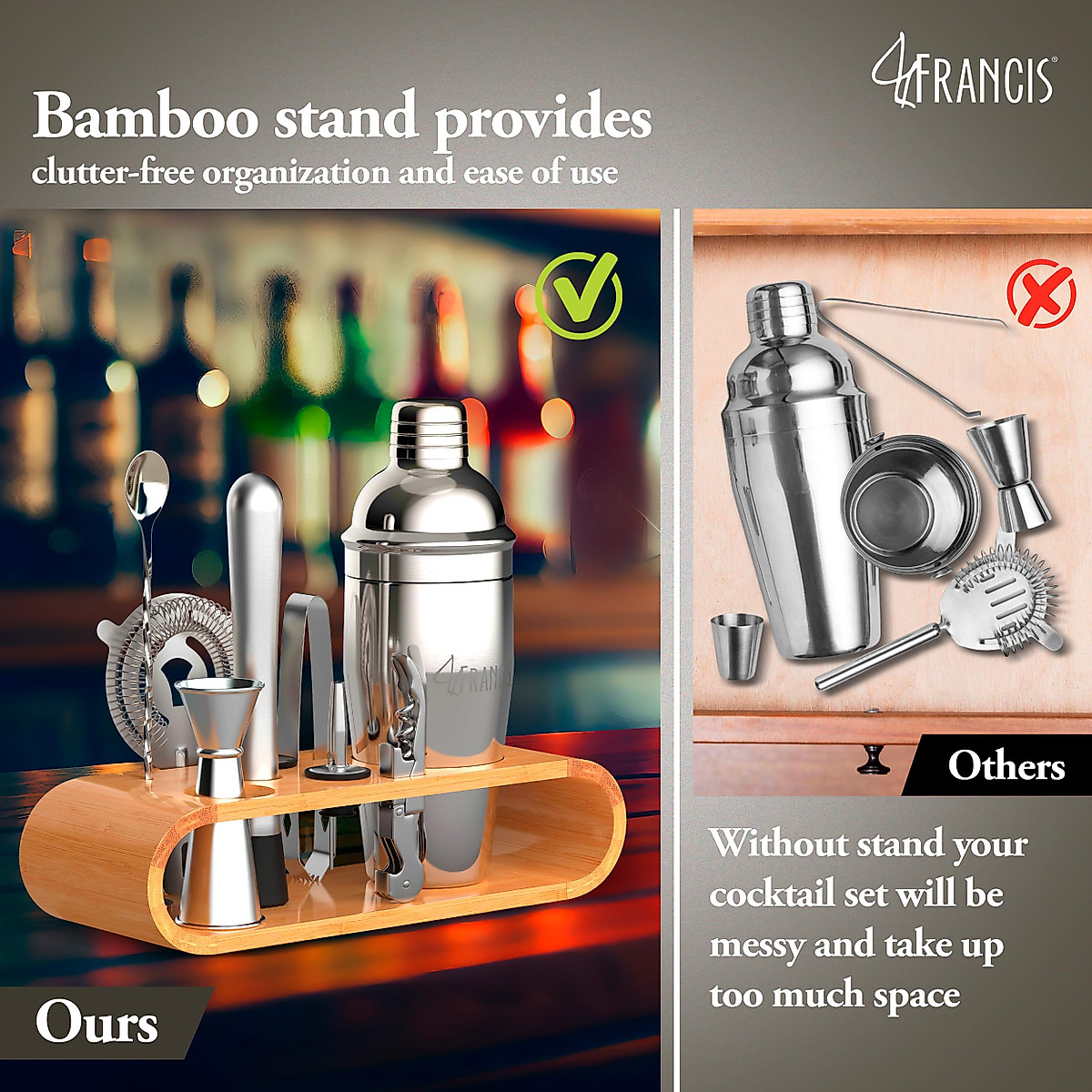 Cocktail Mixer Shaker Set Bartender Kit Set with 10 Bartending/Mixologist Tools for Home Bar, Party Bar, Bar Cart Decor