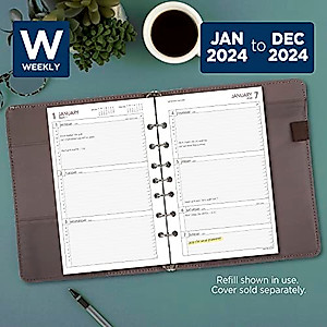 AT-A-GLANCE 2024 Weekly Planner Refill, 5-1/2" x 8-1/2", Desk Size, Loose-Leaf (061-285Y-24)