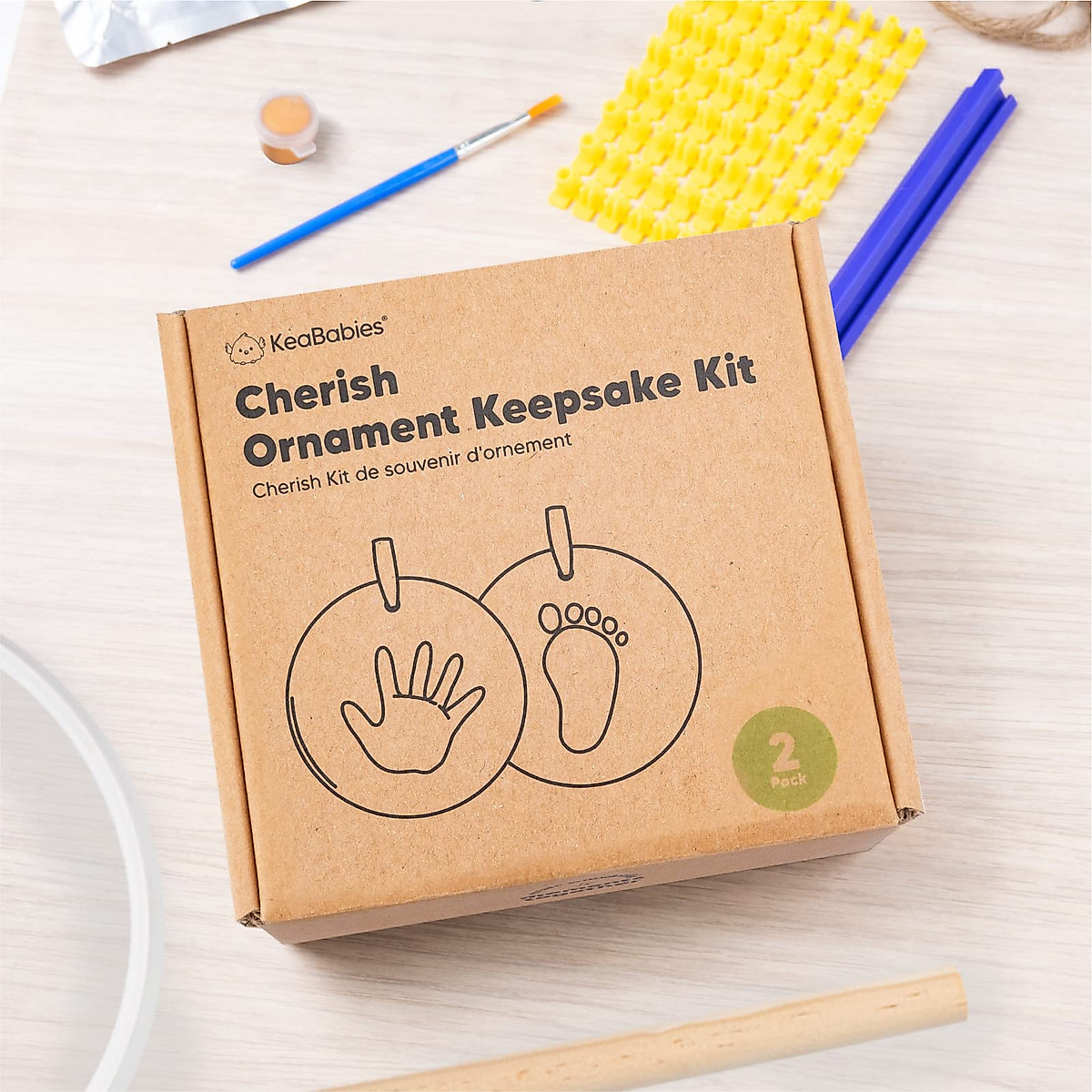 Baby Handprint Footprint Keepsake Duo Frame and Baby Ornament Kit Bundle - Perfect Baby Gift Shower