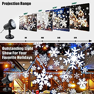 Christmas Lights Snowflake Projector Outdoor - LED Indoor Rotating White Snow Snowfall Night Light Projector Waterproof for Wedding Party Home Decoration Lighting Xmas Gift New Year Holiday