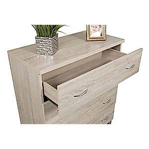 OS Home and Office Furniture Model four drawer chest, Contemporary Crosshatched Sandy Birch Laminate