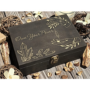 Own Your Power Box, 8.5 x 6 x 3 in, Crystal box, Engraved Box, Wooden Box, Crystal Mystery Box, Crystal Gift Box, Keepsake Box, Treasure Box, Astrology Gifts, Tarot Card Box, Storage Box, Witch Box