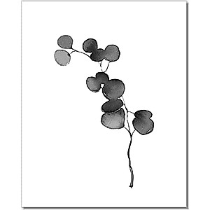 Black And White Wall Art - Eucalyptus Leaves - Botanical Art Prints - Minimalist Pictures - Set of 3-8x10 - Unframed